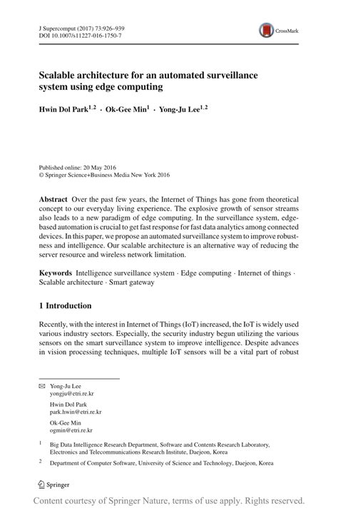 Scalable Architecture For An Automated Surveillance System Using Edge Computing Request Pdf