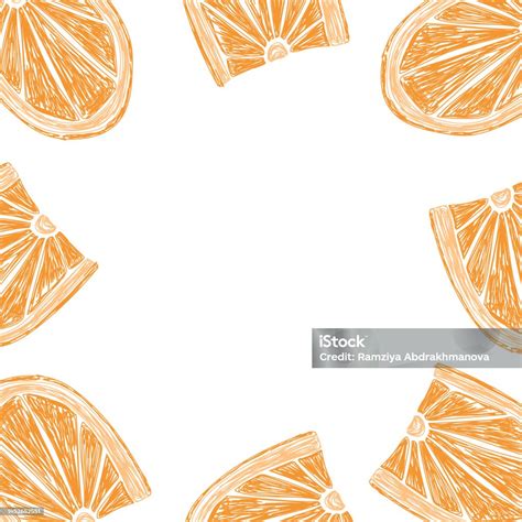 오렌지 과일 프레임입니다 벡터 손으로 그린 디자인 인쇄 자연스러운 연필 그리기 0명에 대한 스톡 벡터 아트 및 기타 이미지 0명 감귤류 과일 과일 Istock