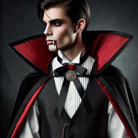 Classic Gothic Vampire With Red Cape Halloween Decor Etsy