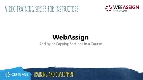 Webassign Adding Or Copying Sections In A Course Youtube