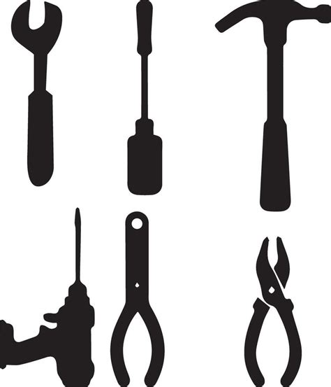 A Set Of Hardware Tools Silhouette Illustration Featuring Essential