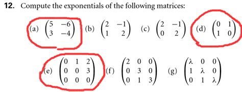 Solved Compute The Exponentials Of The Following Matrices