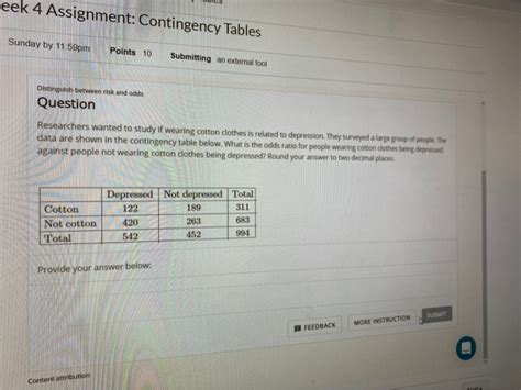 Solved Eek Assignment Contingency Tables Sunday By Chegg