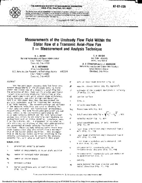 (PDF) Unsteady Flow Measurements in Fan Stator Row