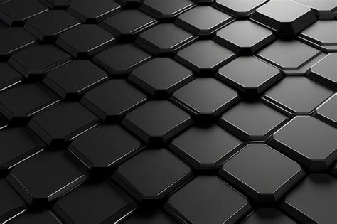 D Rendering Of Abstract Background With Hexagons In Gray Colors