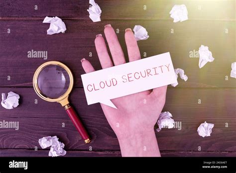 Hand Writing Sign Cloud Security Business Idea Imposing A Secured System Of Existing Data In