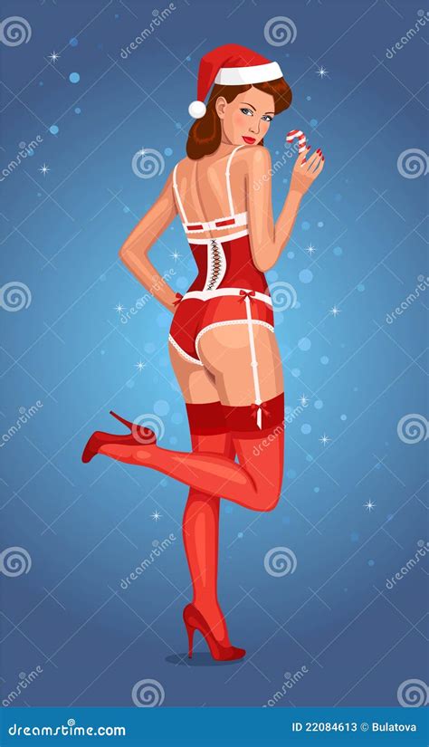Pin Up Christmas Girl Stock Vector Illustration Of Beautiful 22084613