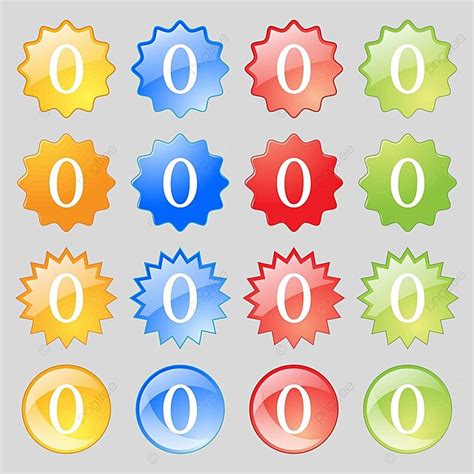 Vibrant Collection Of 16 Contemporary Buttons With Number Zero Symbol For Designvector