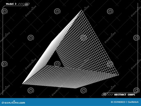 Abstract D Wireframe Shape Or Basic Element With Open Edge Science And Technology Geometric