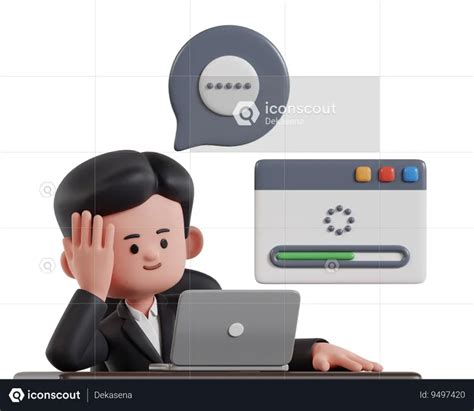 Sitting Man With Laptop Waiting Loading Bar Process 3d Illustration Free Download Science