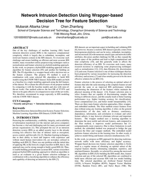 network intrusion detection using wrapper based decision tree for