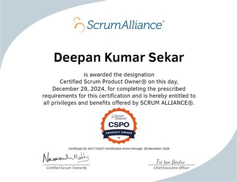 Deepan Kumar S Cspo® On Linkedin Cspo Scrum Agile Productmanagement Continuouslearning