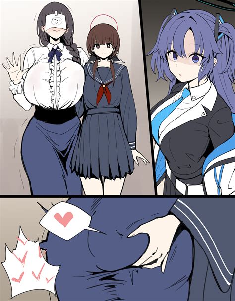 Sensei Doodle Sensei Yuuka Female Sensei And Ohitome Kohane Blue