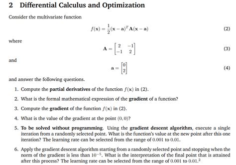 Solved Differential Calculus And Optimization Consider The Chegg Com