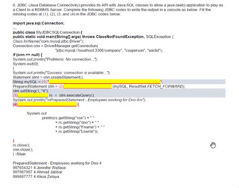 solved a client to a rdbms server complete the following