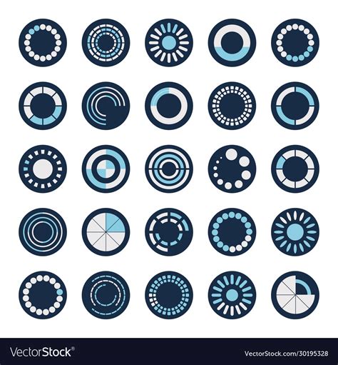 loading circles block style icon set design vector image
