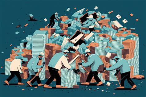 Premium Ai Image Data Mining Team Digging Through Massive Pile Of