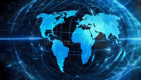 Blue Cyberspace Network With Rotating Globe World Map Technology