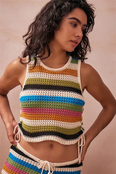 Daisy Street Striped Crochet Vest Urban Outfitters Uk