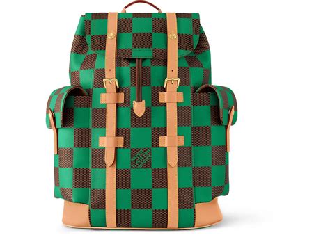 Louis Vuitton Christopher Mm Backpack Damier Pop Green In Coated Canvas
