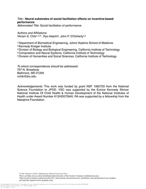 Pdf Neural Substrates Of Social Facilitation Effects On Incentive Based Performance