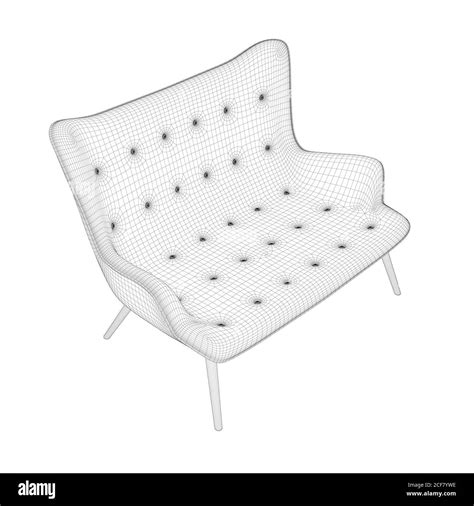 Sofa Wireframe From Black Lines Isolated On White Background Isometric View 3d Vector