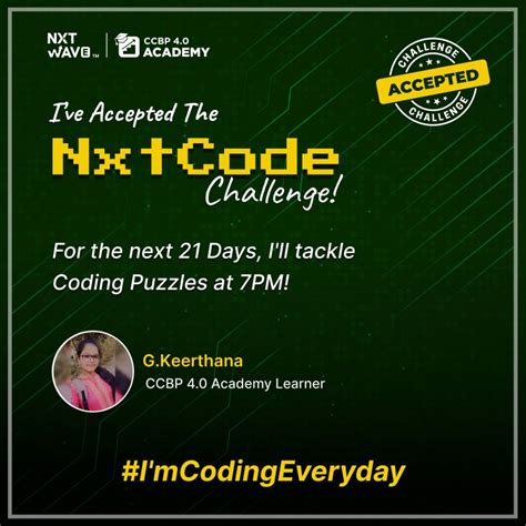 Keerthana G On Linkedin Got Accepted For Next 21day Coding Challenge