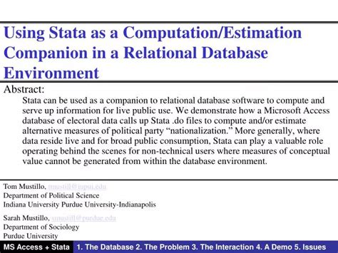 Ppt Stata Computation In Relational Database Environment Powerpoint