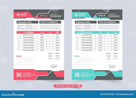 Simple Invoice Template Vector With Abstract Shapes And Product Price