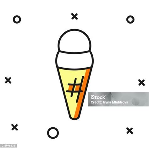 채워진 개요 아이스크림 와플 콘 아이콘 절연 통하고 있는 White Background 달콤한 상징 그림자가 있는 평면으로 채워진 윤곽선 스타일입니다 벡터 가득 찬에 대한