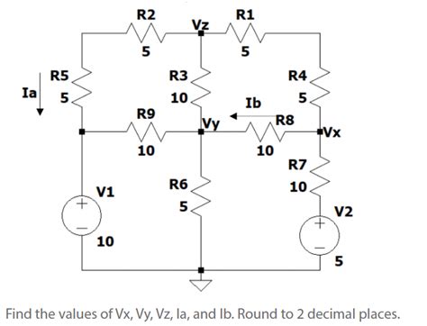 Solved Find The Values Of Vx Vy Vz La And Ib Round To 2