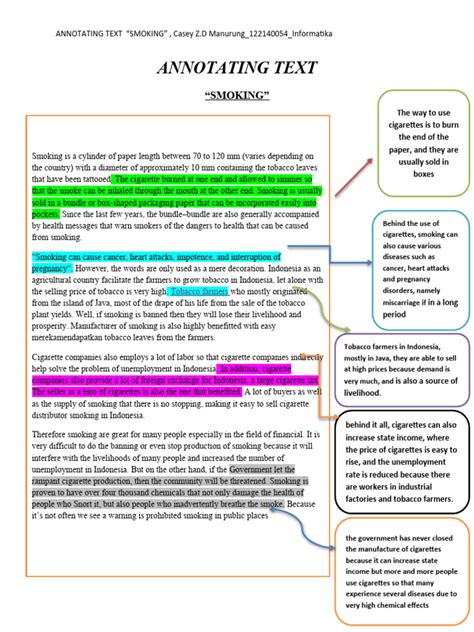 Annotating Casey 122140054 Teknikinformatika Pdf Cigarette