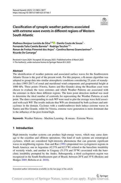 Classification Of Synoptic Weather Patterns Associated With Extreme