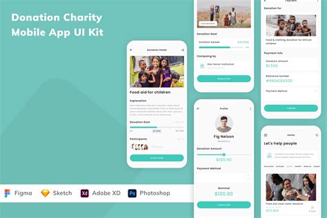 Donation Charity Mobile App Ui Kit Ui Kits And Libraries ~ Creative