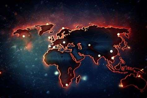 premium ai image map of the world on a dark background globalization