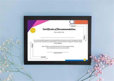 Editable Certificate Of Recommendation Template Instant Download And Easy To Customize Etsy