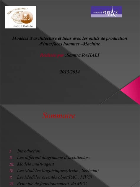 Modeles Darchitecture Outils De Production Avec Interface Homme Machine Pdf Informatique