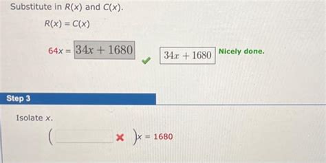 Solved Substitute In Rx And Cx Rxcx64x Step 3