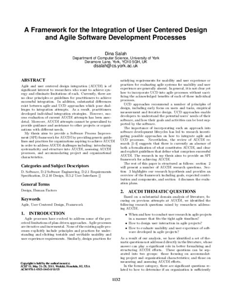 A Framework For The Integration Of User Centered Design And Agile