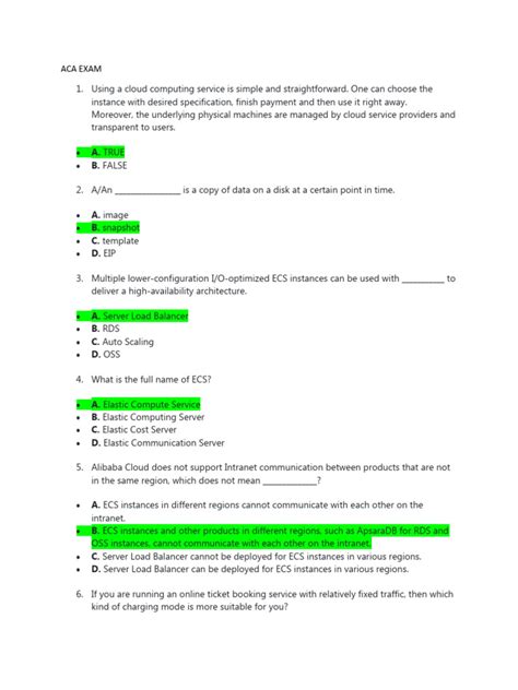 Aca Exam Pdf Load Balancing Computing Cloud Computing