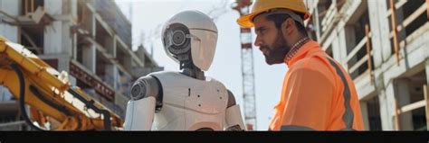 Engineer Inspecting Robot On Construction Site Concept Of Advanced Technology And Robotics In