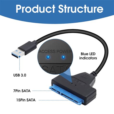 Ibeike Usb 30 To Sata Adapter Cable 22 Pin Usb To Sata 25” Adapter