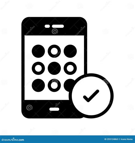 Mobile Phone Unlock Pattern Icon Mobile Protection Security Icon Stock Illustration