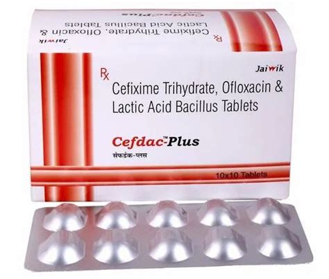 Cefdac Plus Cefixime 200mg And Ofloxacin 200mg With Lb Tab Packaging