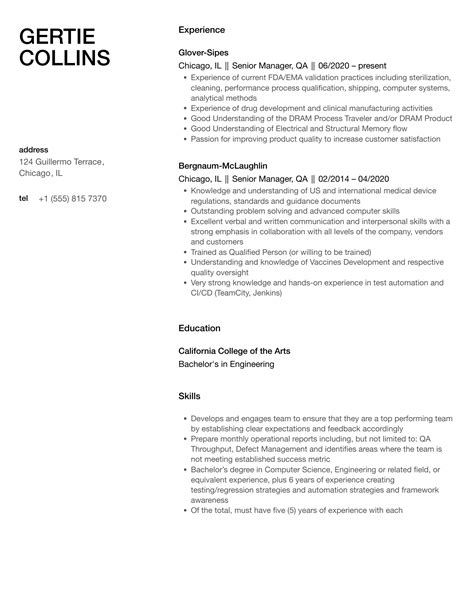 Senior Manager QA Resume Samples Velvet Jobs Senior Manager QA Resume Samples Velvet Jobs