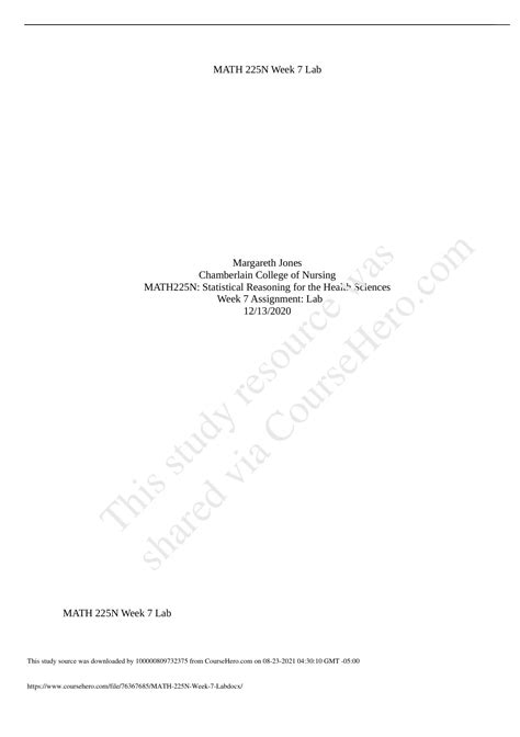 Math 225n Week 1 2 3 4 5 6 7 8 And Final Exam Questions And Answers Chamberlain College Of