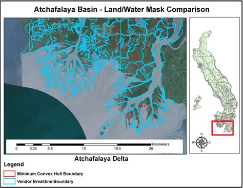 minimum convex hull mch land water mask comparison with breakline