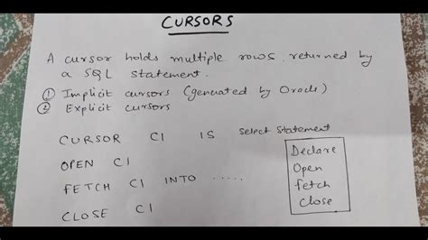 Cursors In Plsql With Examples Plsql Tutorial Youtube