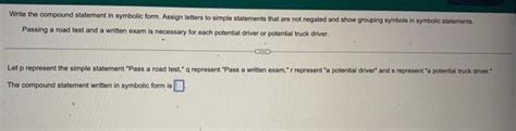 Solved Write The Compound Statement In Symbolic Form Assign