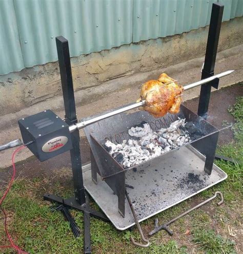Bbq Spit Rotisserie 12240v Motor 20kg Rated Flaming Coals